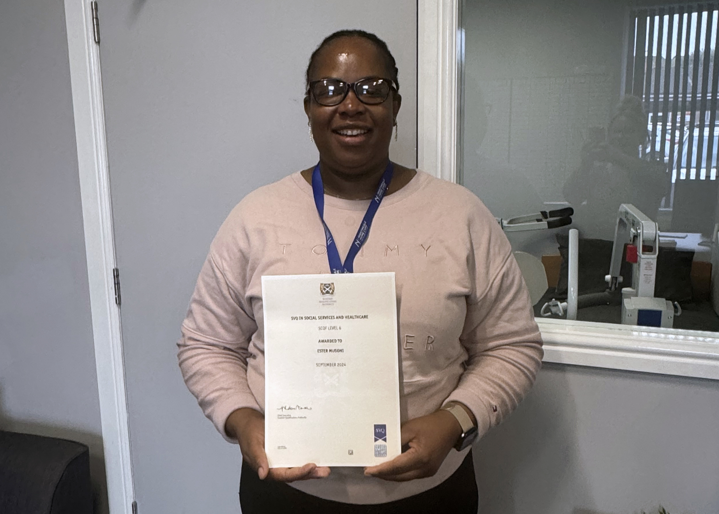 Ester Musoni Achieves SVQ2 in Health & Social Care | Nightingale Home Care